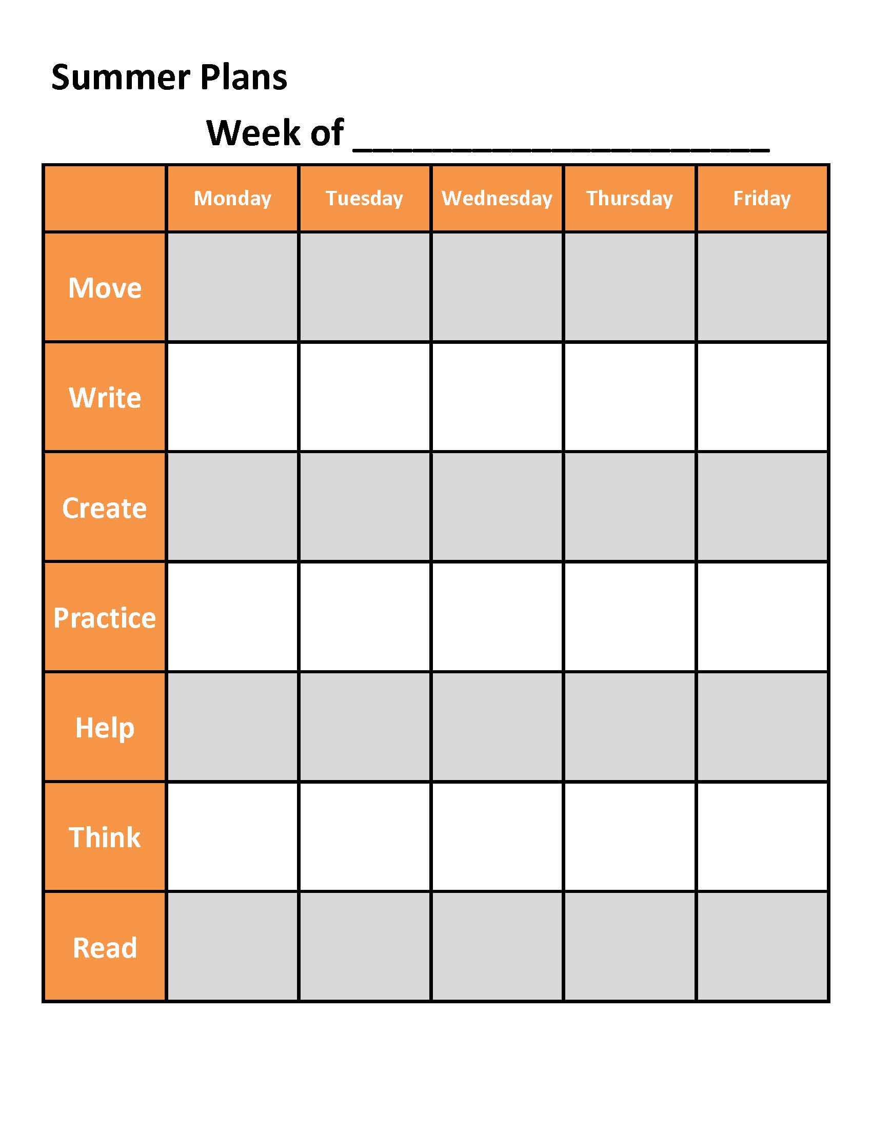 A Summer Plan – FREE PRINTABLE – Wonderschooling